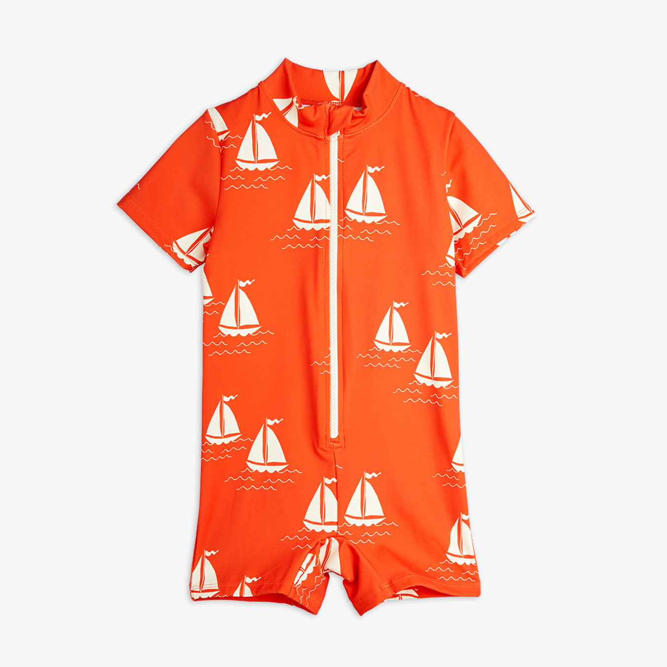 Sailing boats short sleeve uv suit Red | Mini Rodini