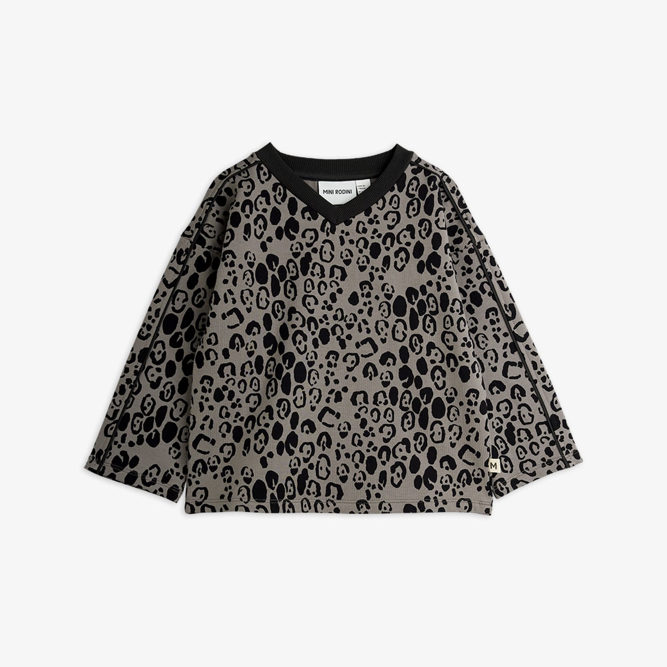 Leopard jersey long sleeve top Grey | Mini Rodini
